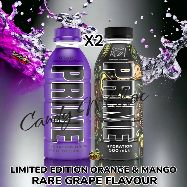 PRIME HYDRATION DRINK GRAPE KSI MANGO & ORANGE 500ml unopened Bottles ...