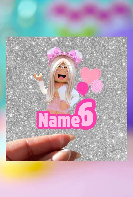 PINK GIRLS ROBLOX Cake Topper Birthday Personalised Name Age Party ...