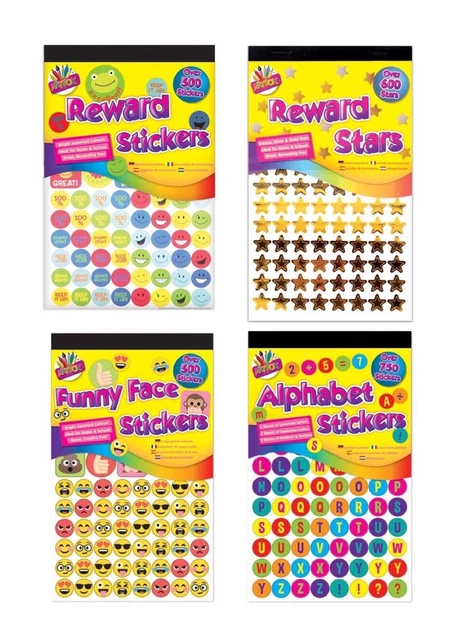 500+ REWARD STICKERS Stars Smiley Face Emoji Alphabets Behaviour Craft ...
