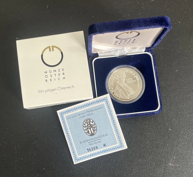 100 SCHILLING SILBERMÜNZE Österreich 1992 Otto Nicolai Wiener ...