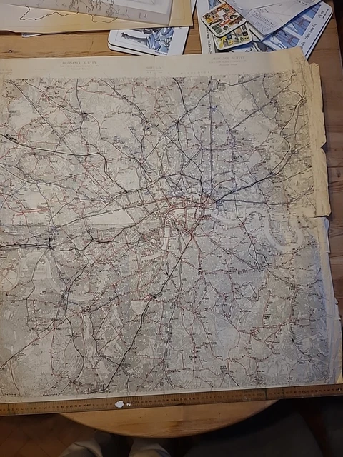 HUGE PUBLIC TRANSPORT Railway OS Mastermap GREATER LONDON WALL MAP ...