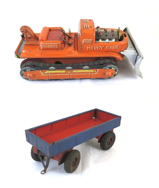 TN NOMURA HANDY Hank Bulldozer Ancien Jouet De Tin Avec Wagon Jeu BM48 ...