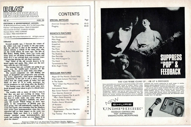 BEAT INSTRUMENTAL MAGAZINE No 62 June 1968 The Who Cover Roger Daltrey ...