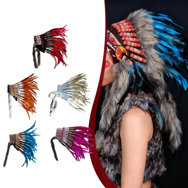 ARTIFICIAL FEATHER HEADDRESS American Indian Native Hat for Party Carnival £26.53 - PicClick UK