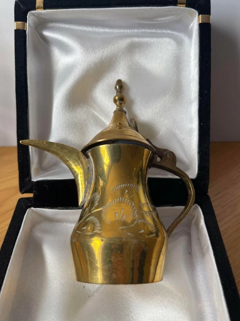 ANTIQUE BRASS TURKISH Dallah Arabic Middle Eastern Decorative Coffee ...