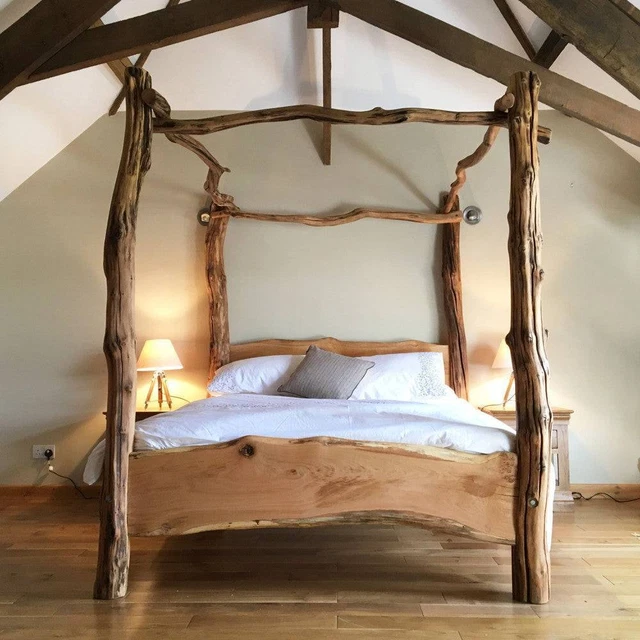 RUSTIC OAK FOUR Poster Tree Bed | Unique Handmade Canopy Bed Frame £ ...