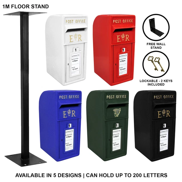 ROYAL MAIL POST Box Cast Iron Pillar ER Letter Wall Mount Postal Floor ...