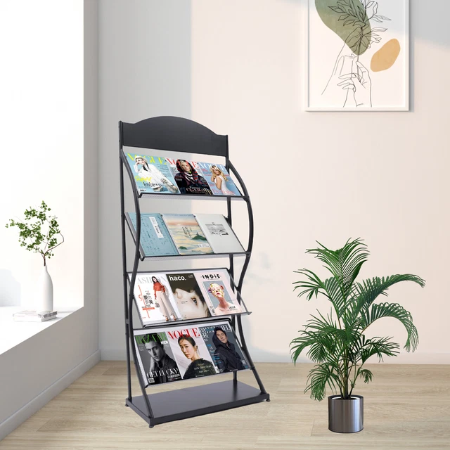 NEWSPAPER MAGAZINE DISPLAY Rack Poster Book Rack Floor-Standing Storage ...