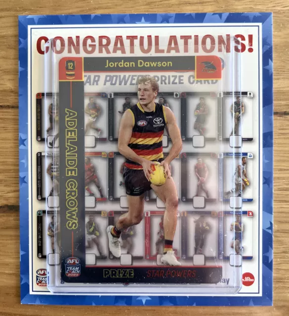TEAMCOACH 2023 JORDAN Dawson Star Powers Prize Card Adelaide Crows ... TEAMCOACH 2023 JORDAN Dawson Star Powers Prize Card Adelaide Crows ...