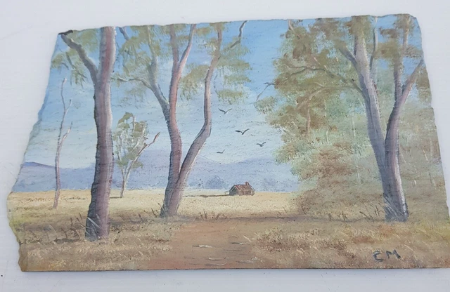 STUNNING HAND PAINTED Australian Bush Scene on Slate by Carolyn ...