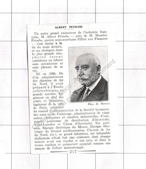 1933 AVIS DE Décès de Albert PETSCHE Industriel - Obituary EUR 5,95 ...