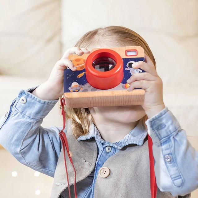 WOODEN MINI PRETEND Camera Toy Neck Hanging Photographed Prop ...