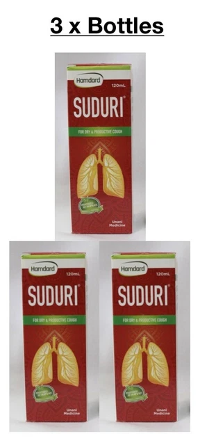 SUDURI - DRY AND COUGH SYRUP - UNANI MEDICINE - NATURAL - HAMDARD - 3 x ...