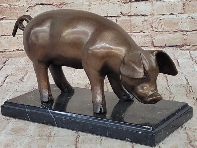 P J MENE Bronze Pig Statue Hand Made Standing Animal Figurine Decor EUR ...