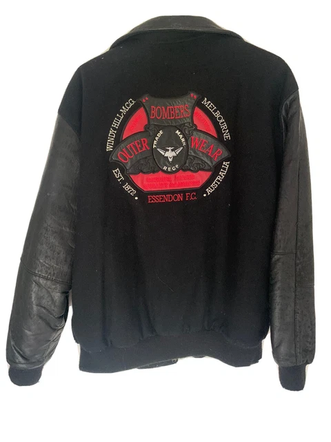 VINTAGE RARE 90S AFL Essendon Bombers leather bomber Jacket $299.00 ...