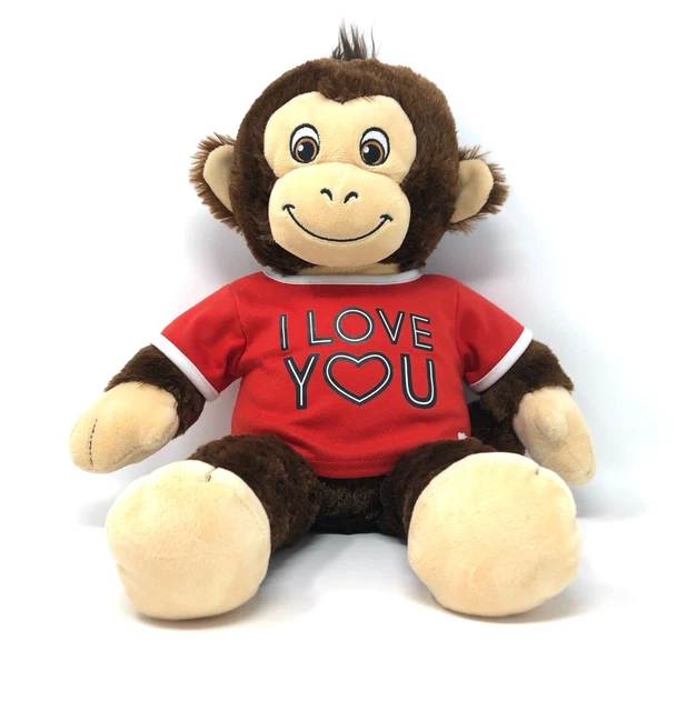 BUILD A BEAR Monkey 18” Plush Sweet Eyes “I Love You” Shirt + BAB ...