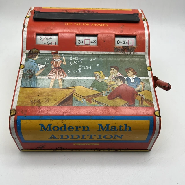 VINTAGE MODERN MATH Machine Toy Mechanical Flash Cards Wolverine Made ...