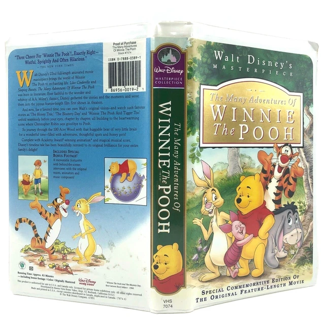 MANY ADVENTURES OF Winnie The Pooh VHS 1996 Walt Disney Masterpiece ...