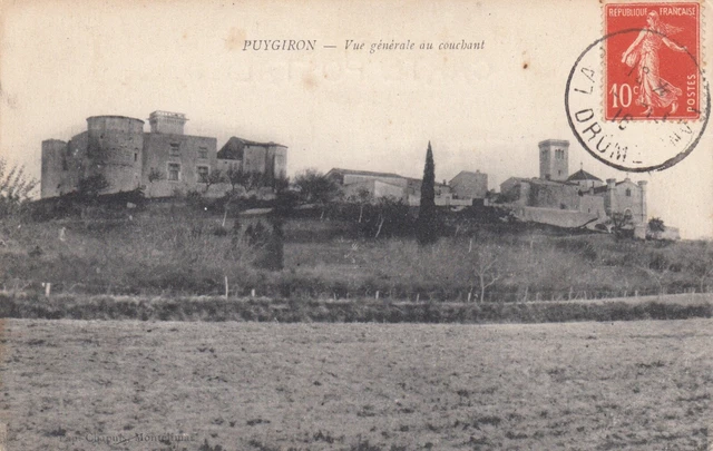 CARTE POSTALE ANCIENNE DRÔME PUYGIRON vue générale au couchant timbrée 1916 EUR 3,95 - PicClick FR