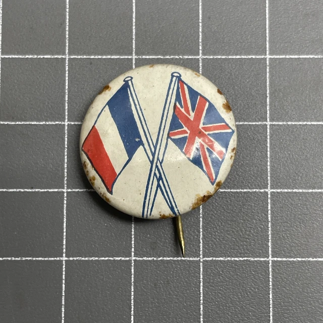 VINTAGE PIN BADGE War Tour WW1 ANZAC Tour France Britain Flag Military ...