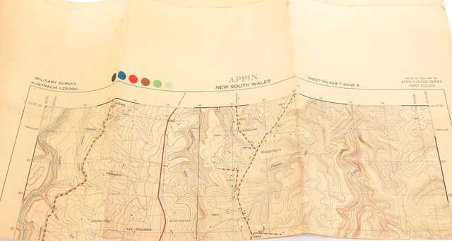 .RARE VERY LARGE DETAILED 1951 AUSTRALIAN MILITARY MAP of THE APPIN ...