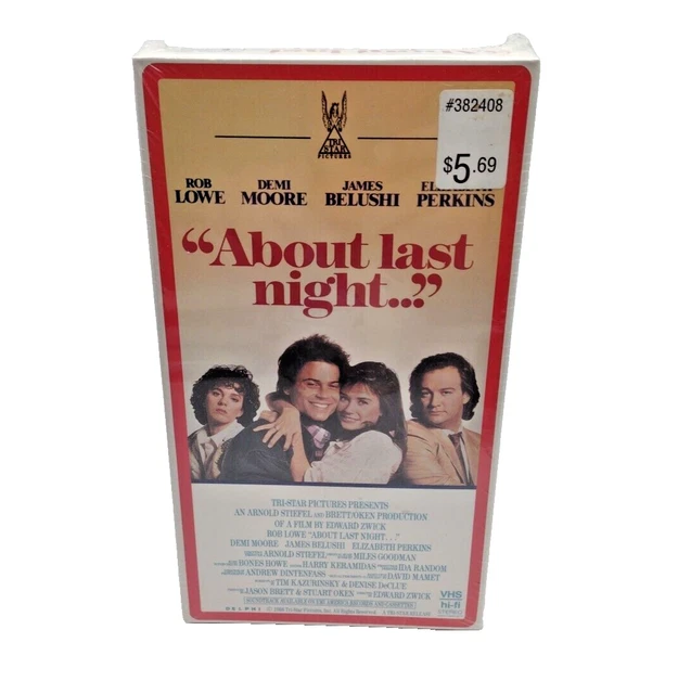 ABOUT LAST NIGHT VHS Rob Lowe Demi Moore NEW Sealed Vintage Columbia ...