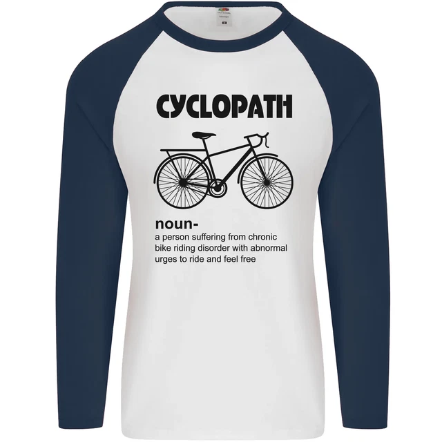 CYCLOPATH DRÔLE CYCLISME Cycliste Bicyclette Mens L/S Baseball T-Shirt ...
