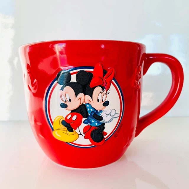 DISNEY HALLMARK MINNIE Mouse & Mickey Mouse 3d Embossed Red Coffee Mug ...