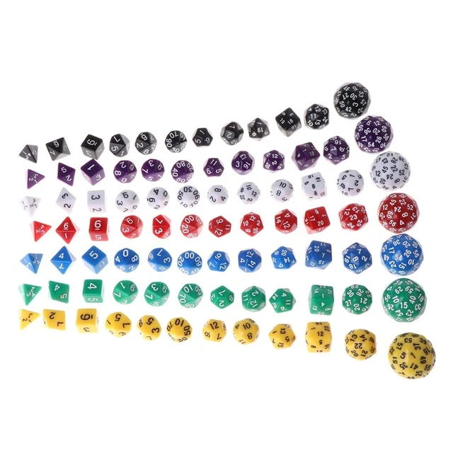 12PCS/SET MULTI-SIDED POLYHEDRAL D4 D6 D8 D10 D12 D20 D24 D30 D60 ...