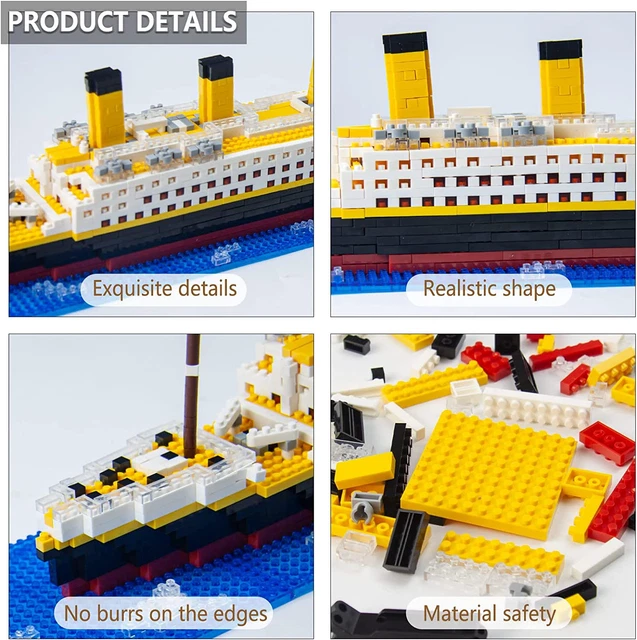 TITANIC BUILDING BLOCK Kit, DIY Micro Mini Model Ship Set, Collectible ...