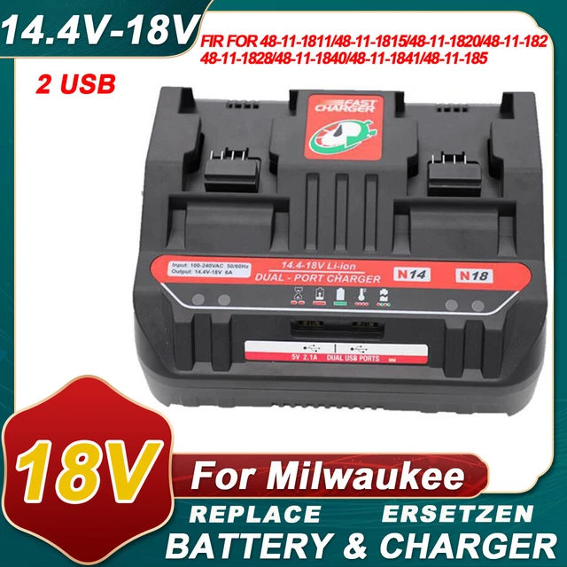 2-IN-1 MILWAUKEE M18 M14 Li-ION BATTERY 6.0Ah QUICK REPLACE CHARGER w/2 ...