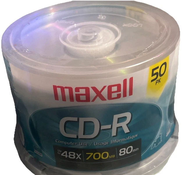 MAXELL CD-R RECORDABLE Media Disc 50 Pack 700MB 48x 80 Minutes Brand ...