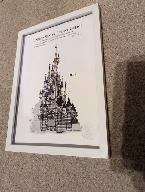 DISNEY CASTLE WALT DISNEY vintage PATENT DRAWING U.S.A PRINT L@@K £1.99 ...