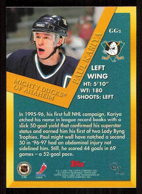 2000-01 TOPPS GOLD Label Golden Greats #GG2 Paul Kariya EUR 1,52 ...