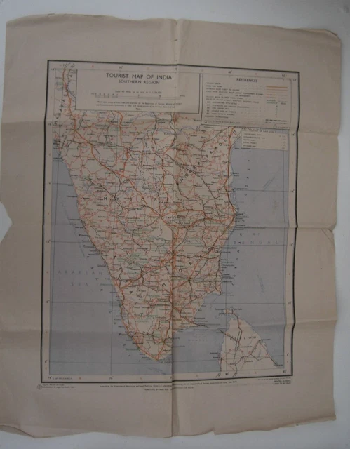 ORIGINAL VINTAGE SHEET Tourist Map Of India Southern Region 1964 £14.21 ...
