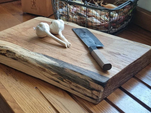 SOLID OAK LIVE Edge Chopping Board, Serving Block, 45cm x 30cm x 50cm £ ...