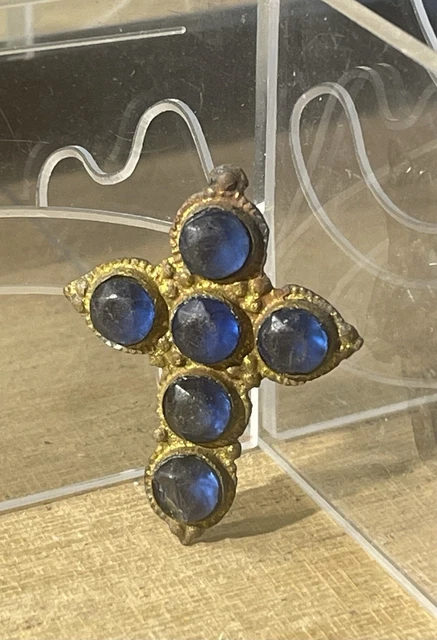 ANCIENNE CROIX MOYEN Âge, Bronze, (XIII-XIV Siècle), 6 Pierres Bleues EUR 119,00 - PicClick FR