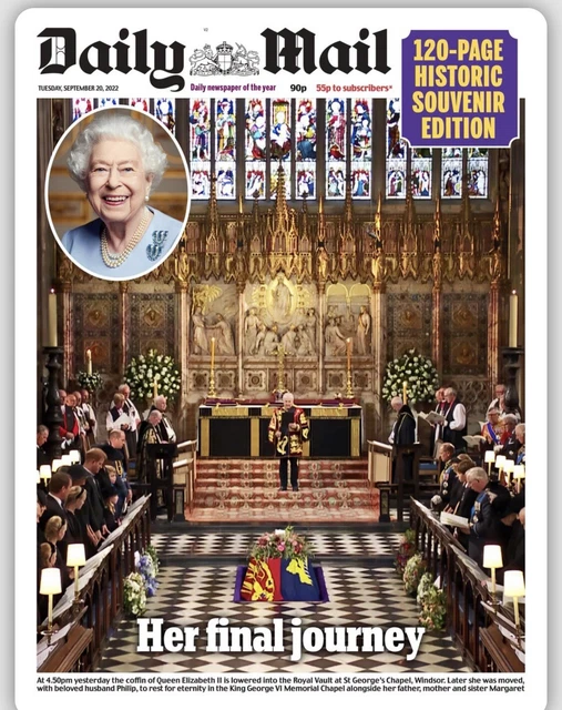 QUEEN ELIZABETH II FUNERAL DAILY MAIL NEWSPAPER UK 20TH September ...