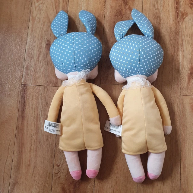 2 X METOO Doll Ragdoll Soft Toy Plush bunny ears yellow dress 13 inches ...