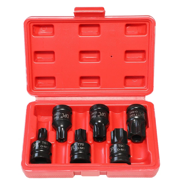 US 6PC 1/2& DR Impact Star Torx Bit Socket Set T55 T60 T70 T80 T90 T100 ...