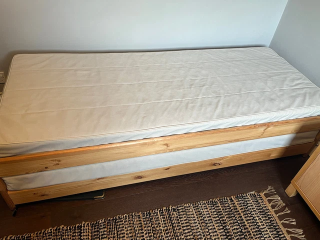 IKEA BEDS UTÅKER- 2 stackable beds with 2 Husvika sprung mattresses - £125.52 - PicClick UK