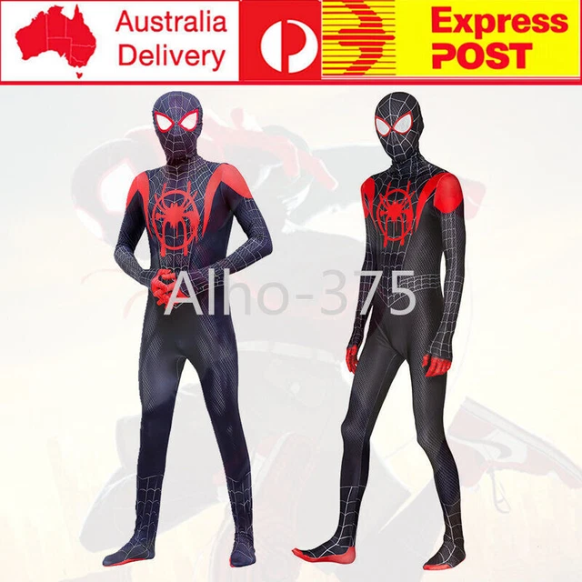 Mens Spiderman Costume Adults Miles Morales Cosplay Jumpsuit Christmas