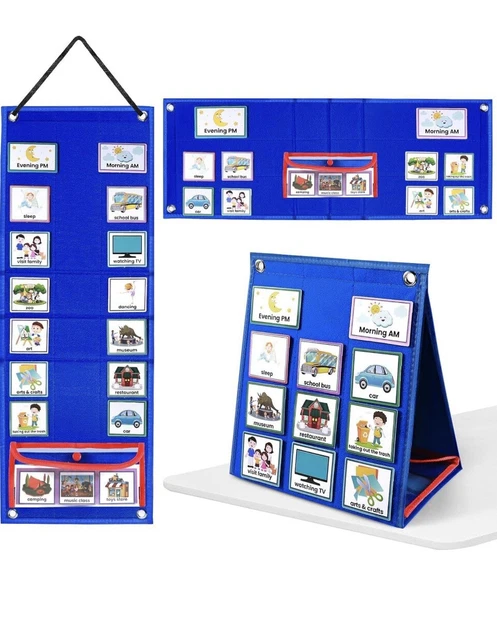 NEW DAILY VISUAL Schedule for Kids Chore Chart Organizer w/ 70 reusable ...