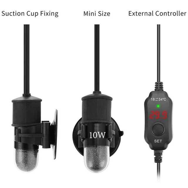 FOR PET WATER Fountain Adjustable Temperature Aquarium Heating 10W ...