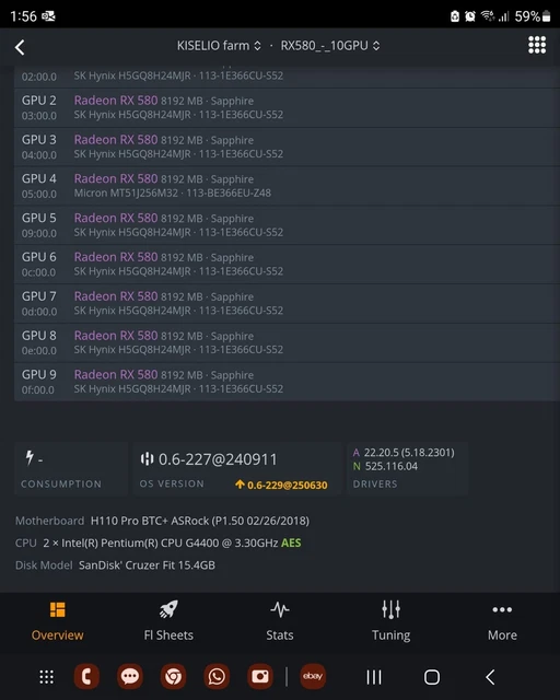 MINING RIGS H110 pro BTC+ ASRock mother board set of 16 gpu psu used 9 ...