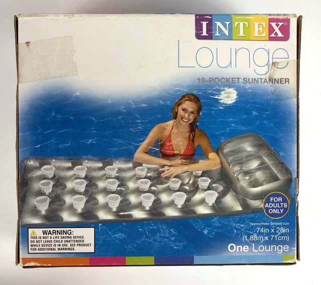 INTEX 18 POCKET Adult Size Inflatable Pool Lounge Sunshine Silver $29. ...