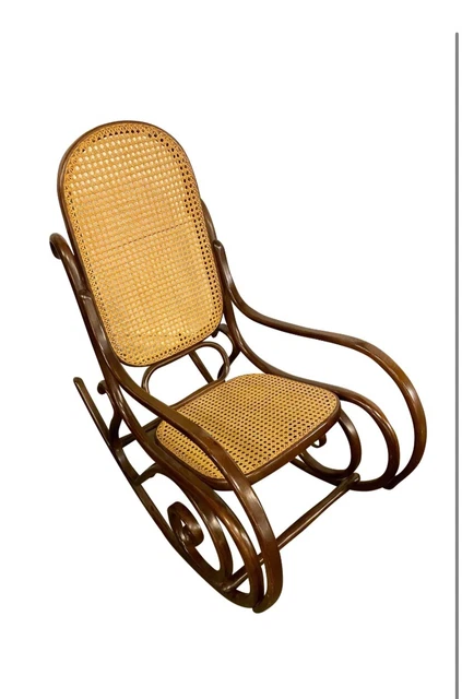 VINTAGE MCM MONTGOMERY Ward Bentwood And Cane Rocking Chair NEW IN OPEN ...