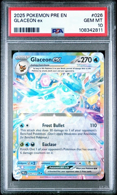 2025 POKEMON SV Prismatic Evolutions Glaceon ex #026/131 PSA 10 $97.70 ...