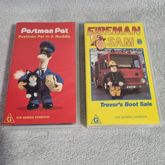 POSTMAN PAT FIREMAN Sam VHS Trevors Black And White Cat Boot Sale $36. ...