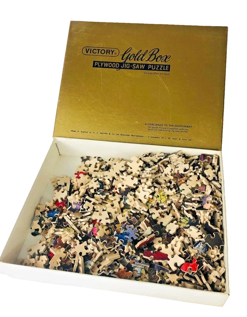 JIGSAW PUZZLE VICTORY Gold Box Secret Picture Plywood 800pc Vintage ra ...